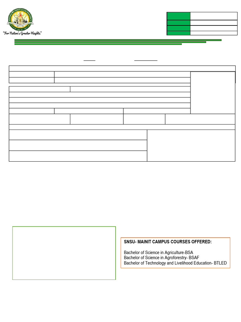 SNSU Admission Test Application Form 2025 | PDF