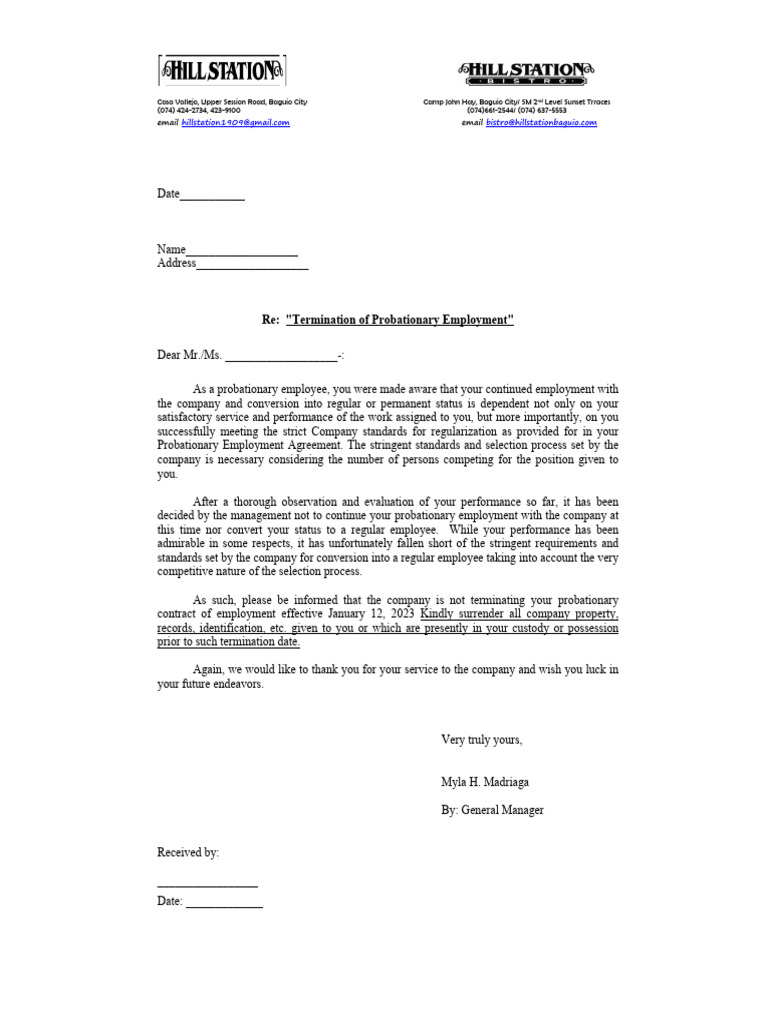 Termination of Probationary Employment | PDF