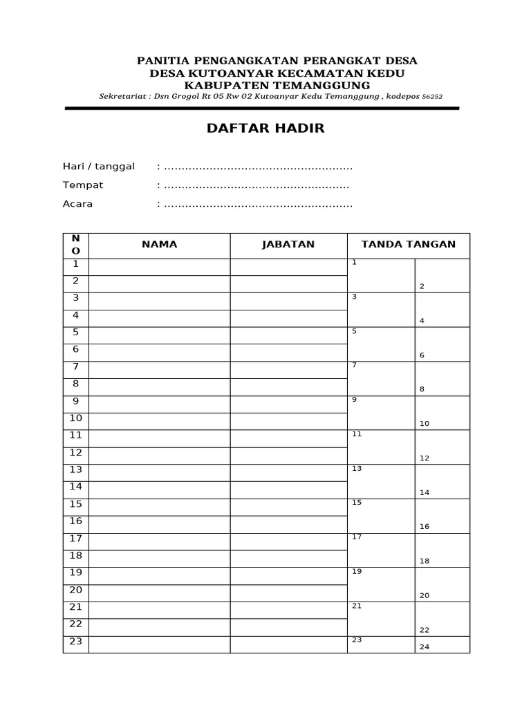 Daftar Hadir | PDF
