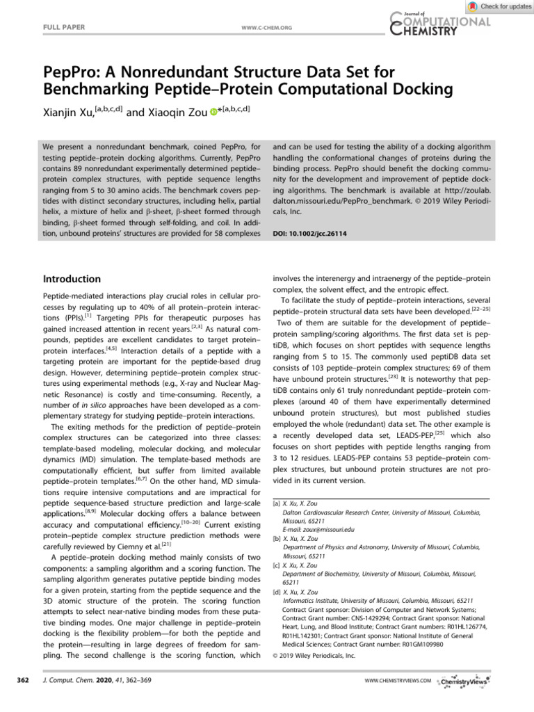 Peptide Docking Benchmark: PepPro | PDF | Proteins | Docking (Molecular)
