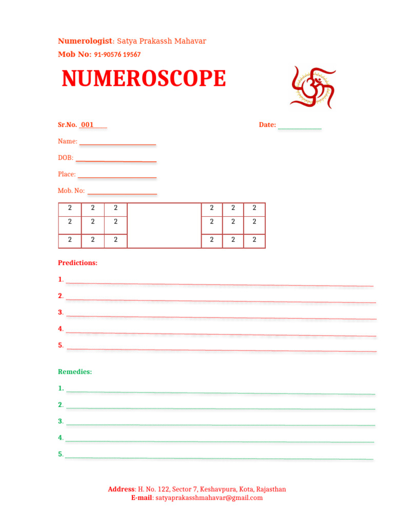 Numeroscope Final | PDF