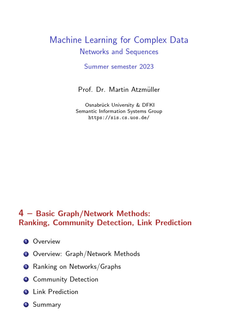 Graph Methods in Machine Learning | PDF | Cluster Analysis | Machine ...