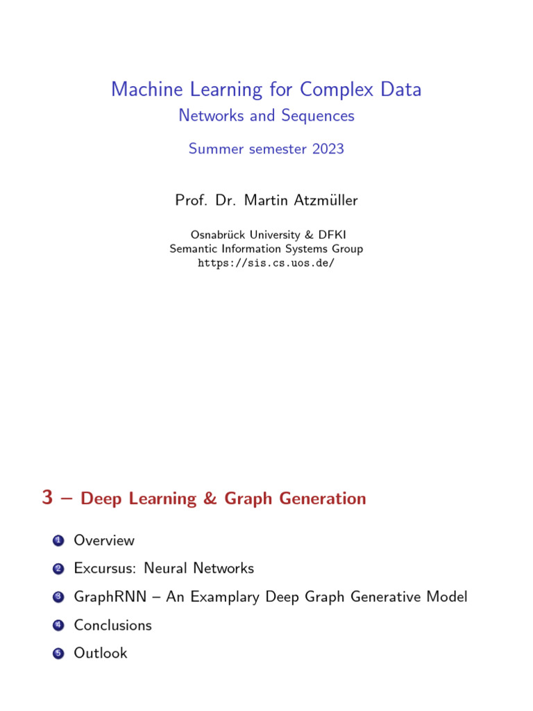 MLC 03 DL Graph Generation-Sose2023 | PDF | Machine Learning | Nervous ...