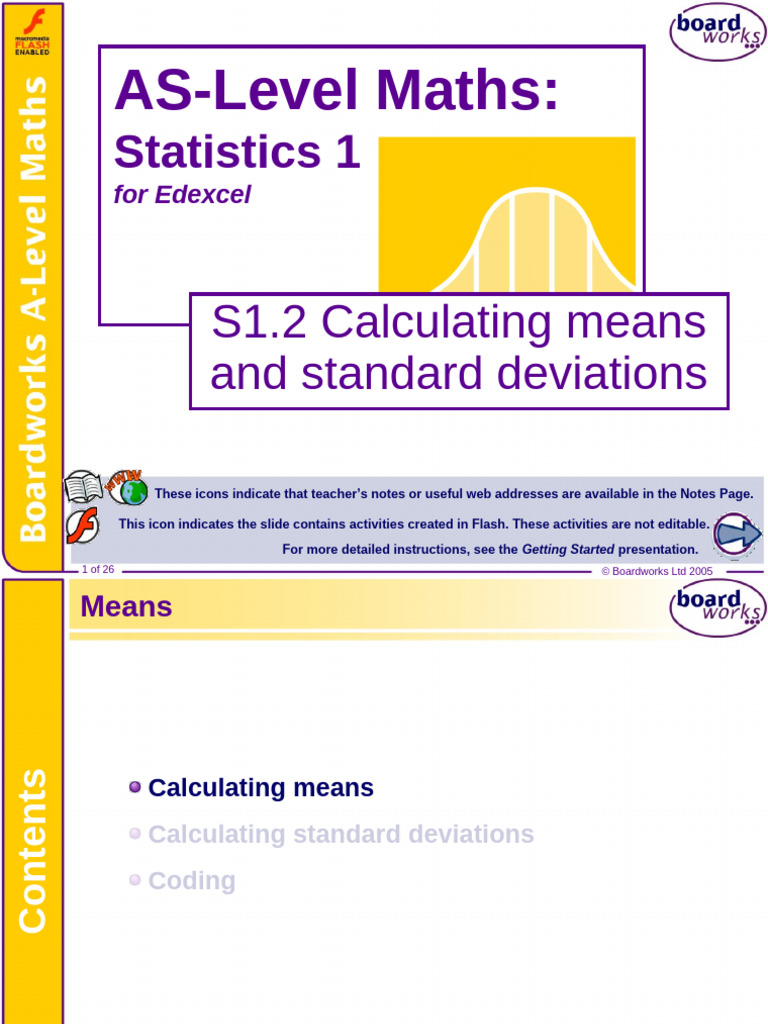 S1.2 Calculating Means and Standard Deviations | PDF | Standard Deviation | Variance