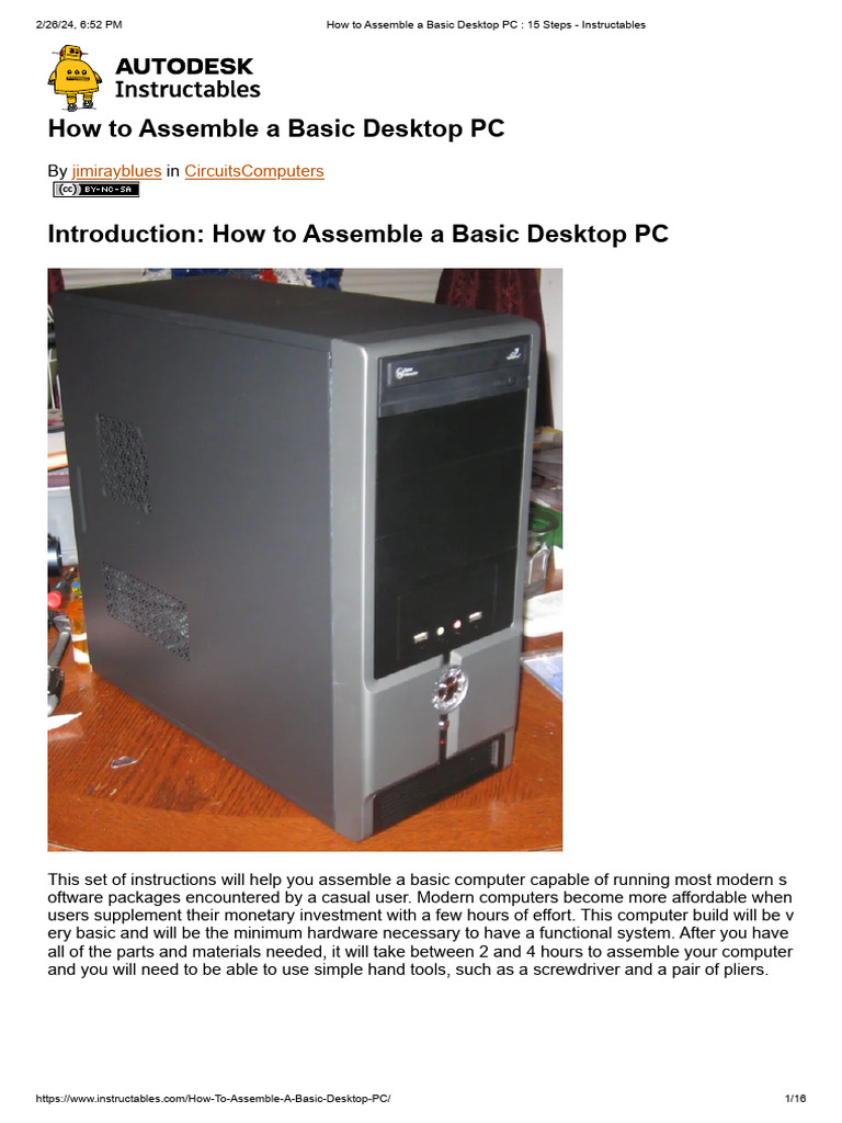 How To Assemble A Basic Desktop PC - 15 Steps - Instructables | PDF | Personal Computers ...