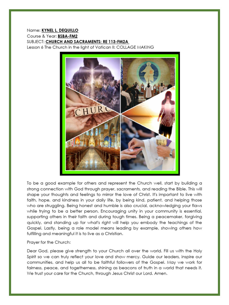Dequillo Church and Sacraments Collage Making | PDF