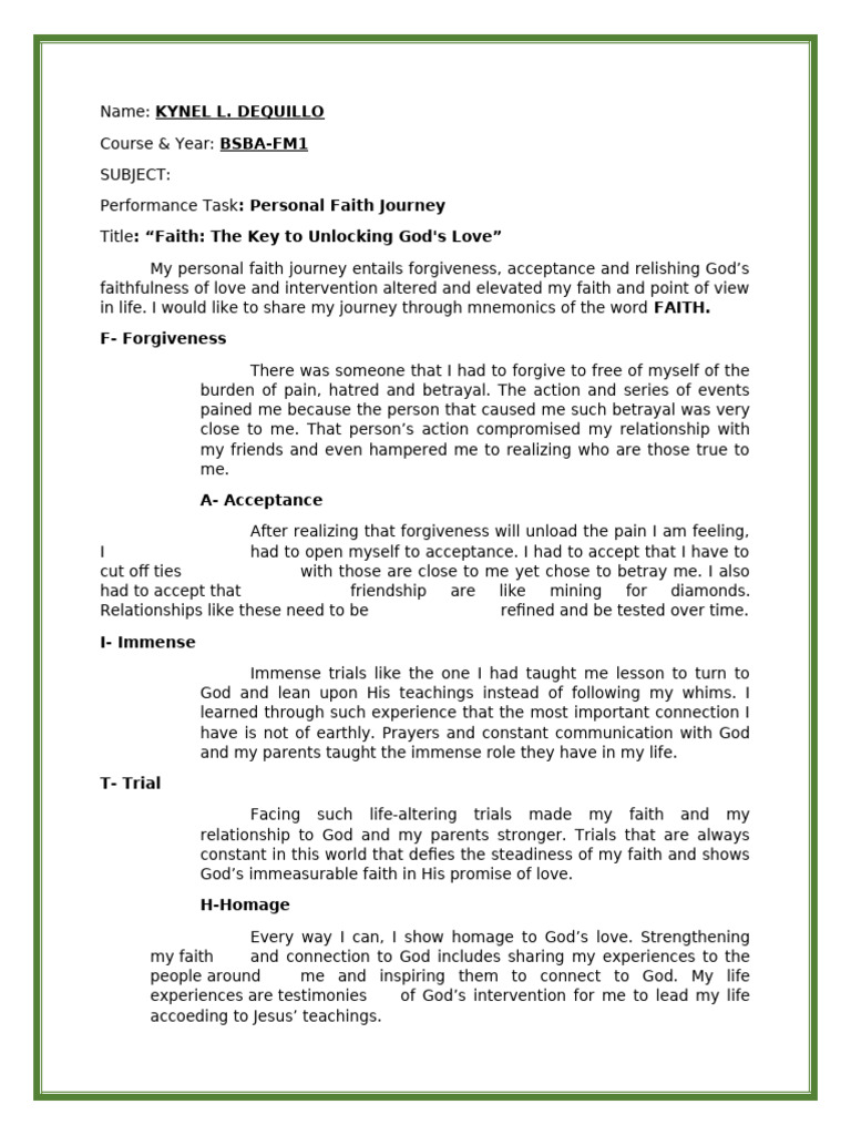 DEQUILLO FAITH JOURNEY | PDF