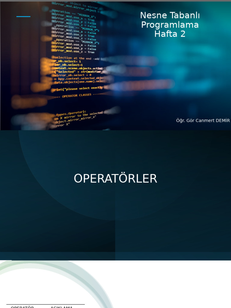 Nesne Tabanli Programlama Hafta 2-3 | PDF