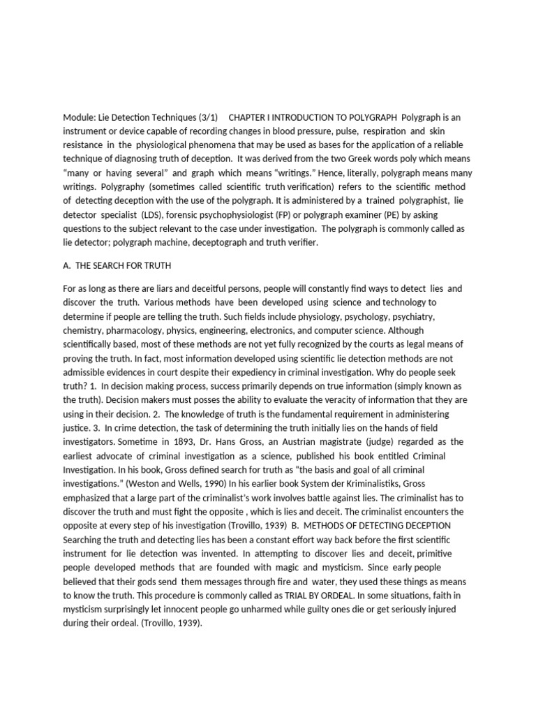 Module_ Lie Det-WPS Office | PDF | Polygraph | Lie