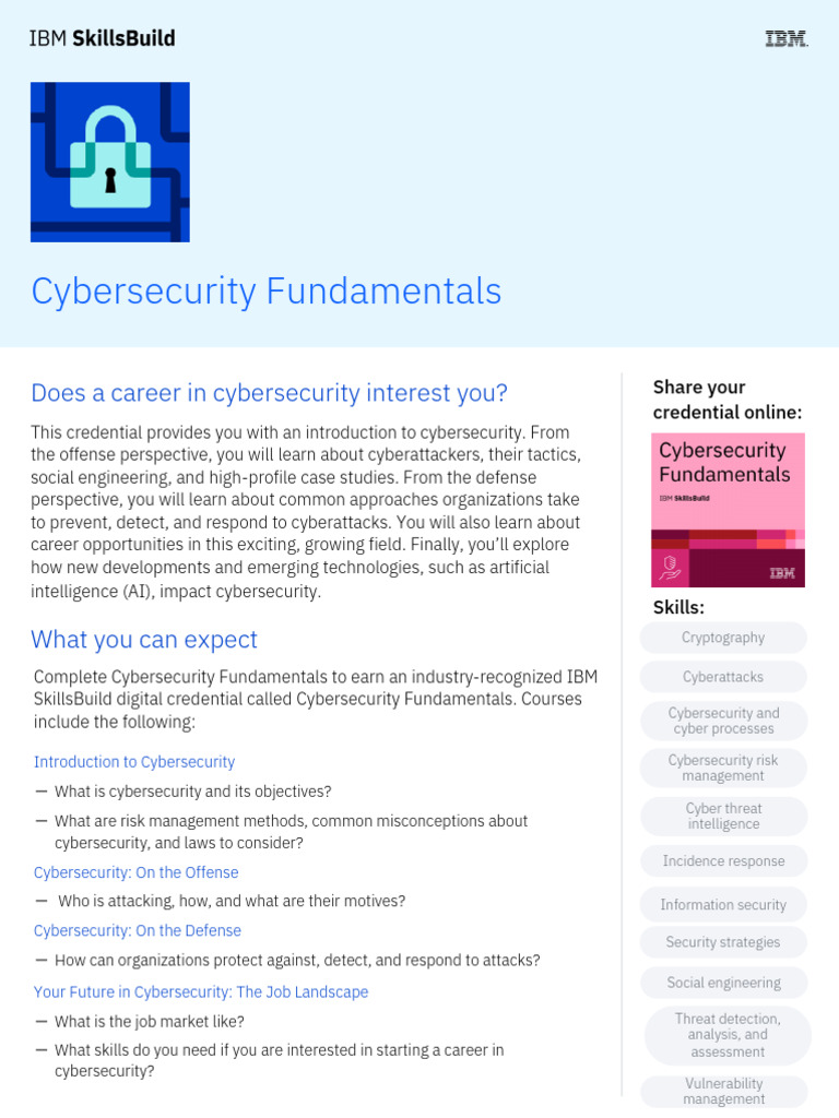 Cybersecurity Fundamentals Syllabus Adult Learners.v1 | PDF | Computer Security | Security