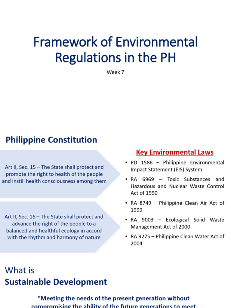 Framework of Environmental Regulations in the PHweek 7-edited | PDF ...