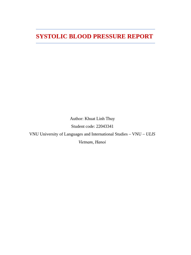 Systolic Blood Pressure Report 2 | PDF | Blood Pressure | Hypertension