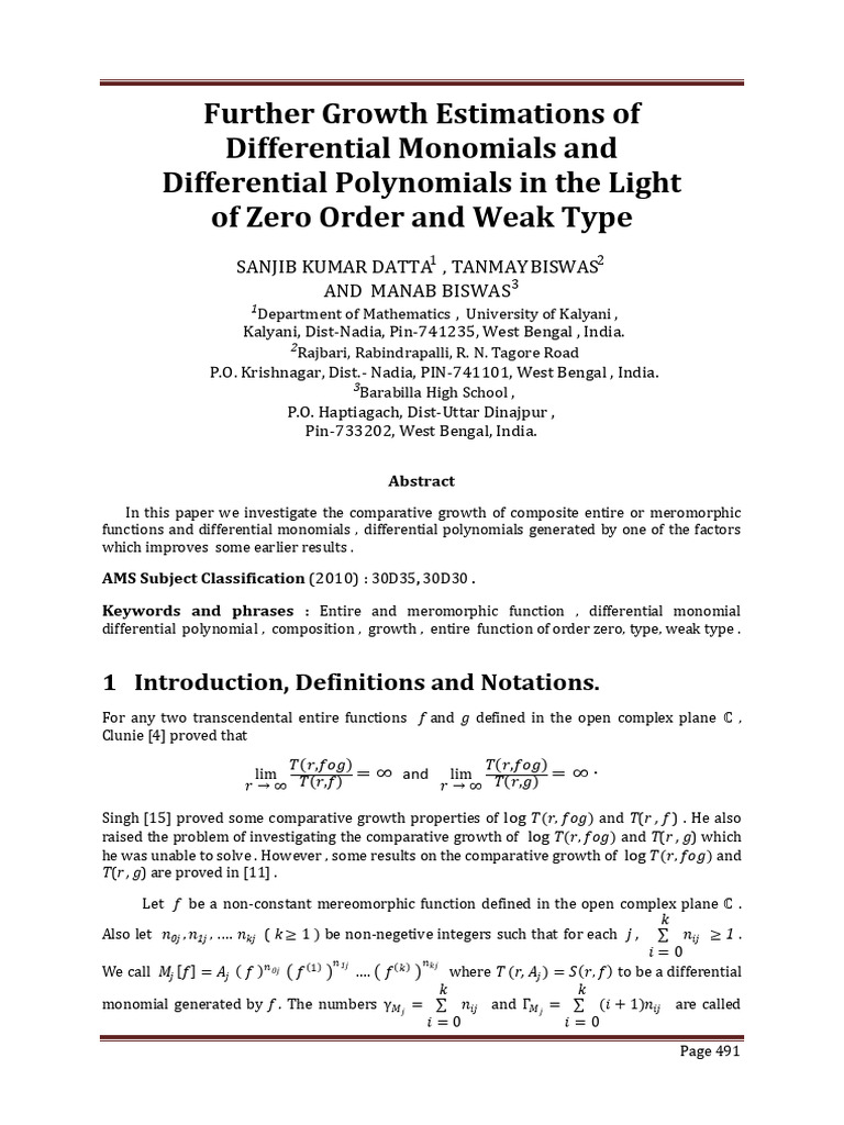 Further Growth Estimations (IJAST Pub Paper) | PDF | Polynomial ...
