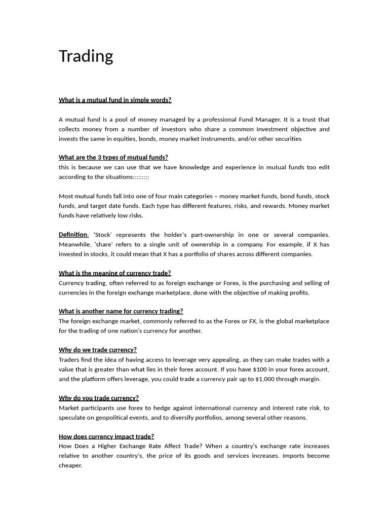 Trading | PDF | Foreign Exchange Market | Futures Contract