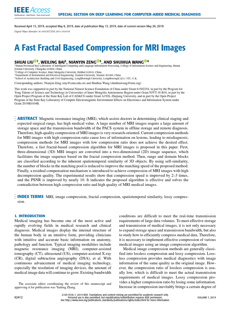 A Fast Fractal Based Compression For MRI Images | PDF | Data Compression | Medical Imaging