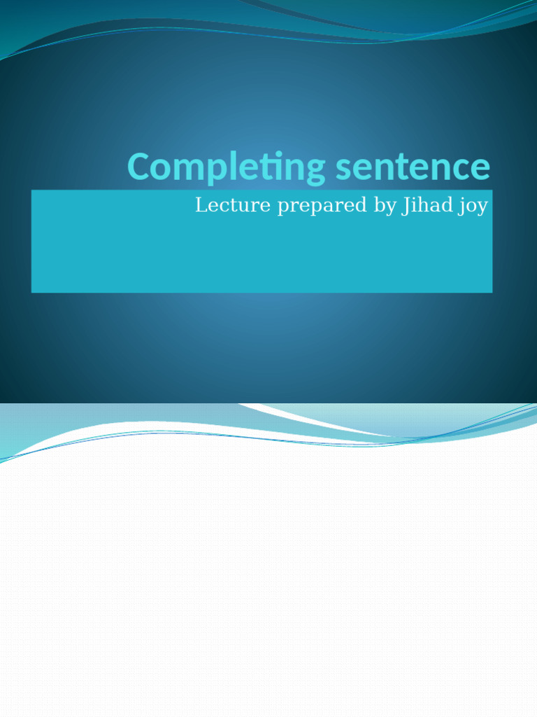 Completing Sentences | PDF