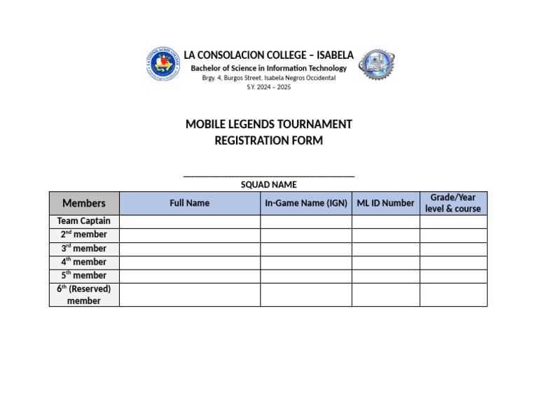 MLBB Registration Form | PDF