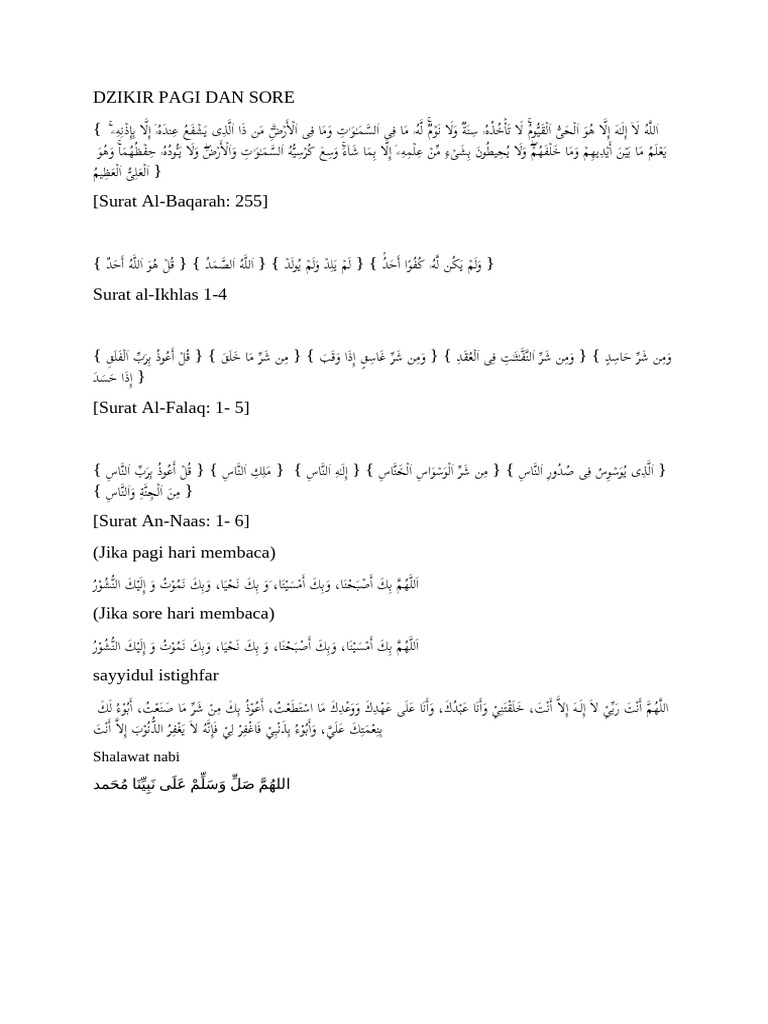 Dzikir Pagi Dan Sore | PDF