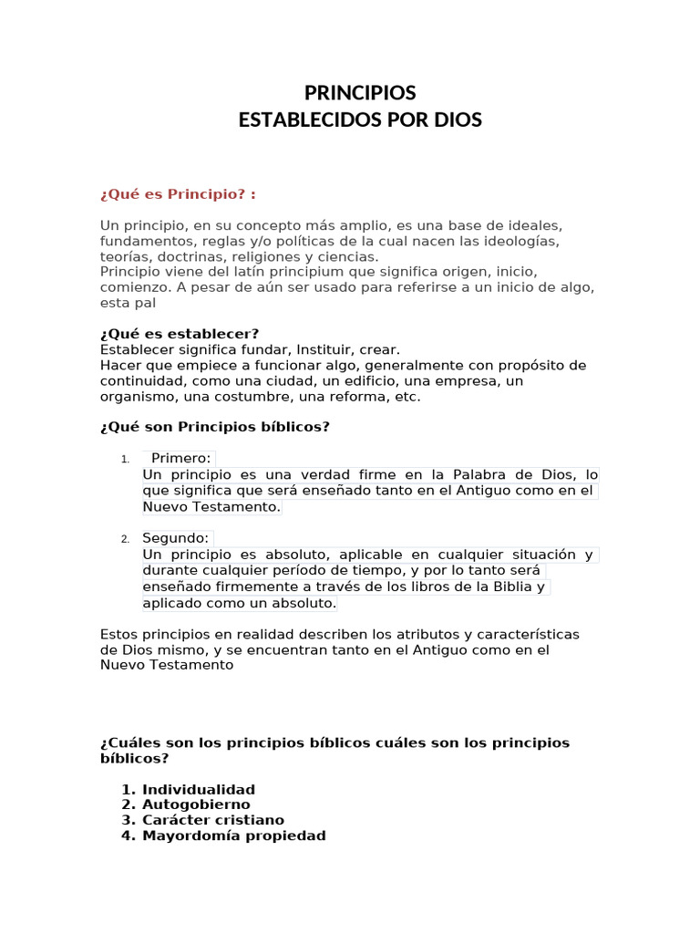 principios establecidos or Dios | PDF | Biblia | Siembra
