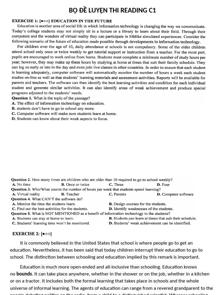 C1 Reading Practice Exercises | PDF | Linguistics