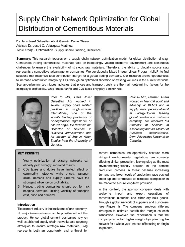 Executive+Summary+Supply Chain Network Optimization For Global ...