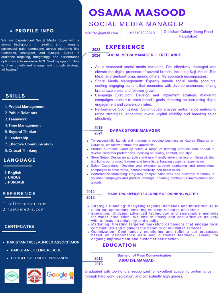 OSAMA-MASOOD CV Resume | PDF | Marketing | Social Media