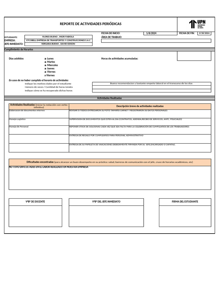 1.1 Formato RAP - Reporte de Actividades Periódicas 2023 | PDF