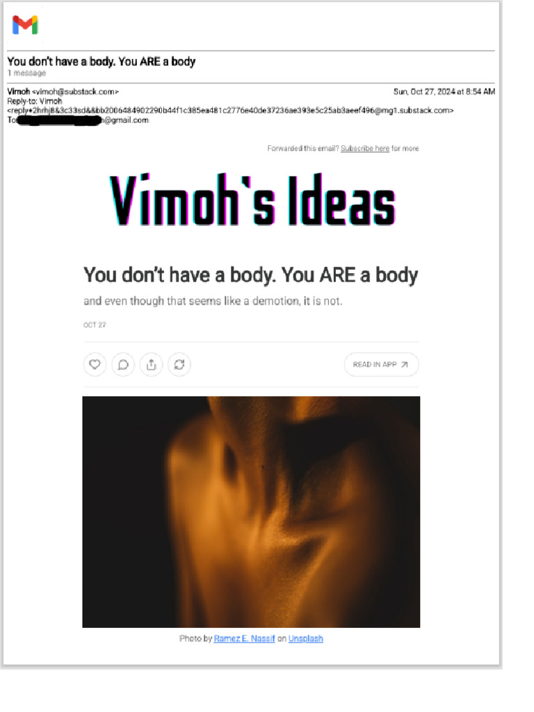 Gmail - You Don't Have A Body. You ARE A Body HDN | PDF