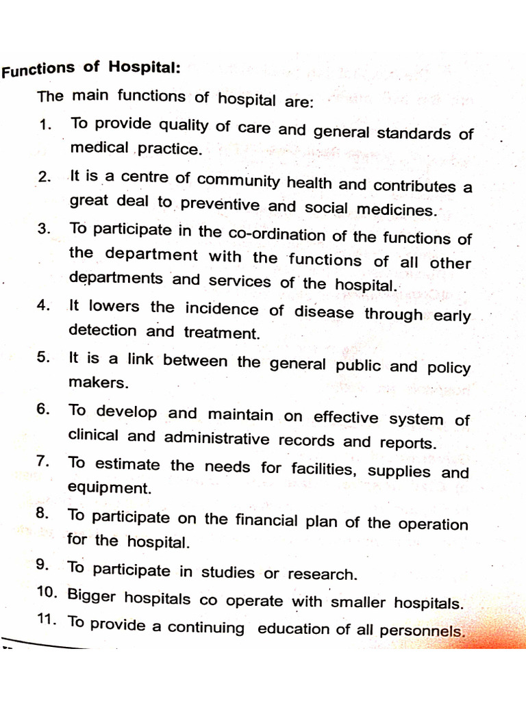 Hospital Function | PDF