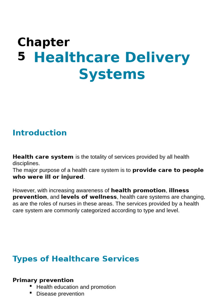 Funda Lec Chapter 5 Healthcare Delivery Systems | PDF | Preventive ...