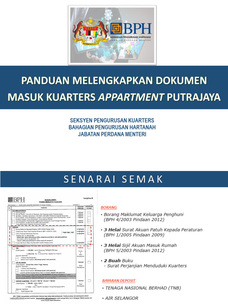 Panduan Isi Dokumen Masuk Kuarters Putrajaya | PDF