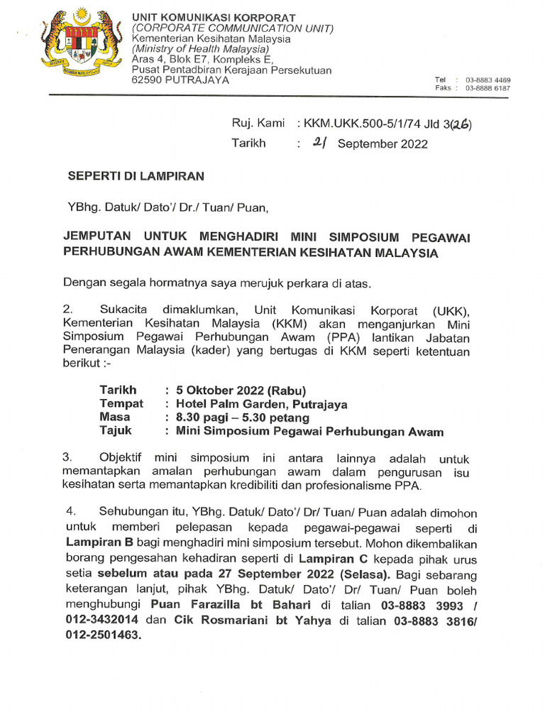 Surat Jemputan Peserta | PDF