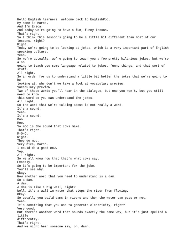 Englishpod 0126 | PDF | Stand Up Comedy | Jokes