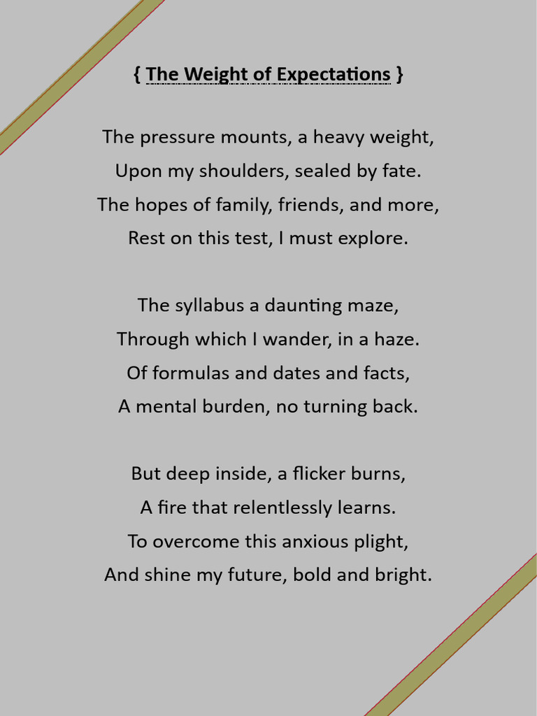 The Weight of Expectations Poem | PDF