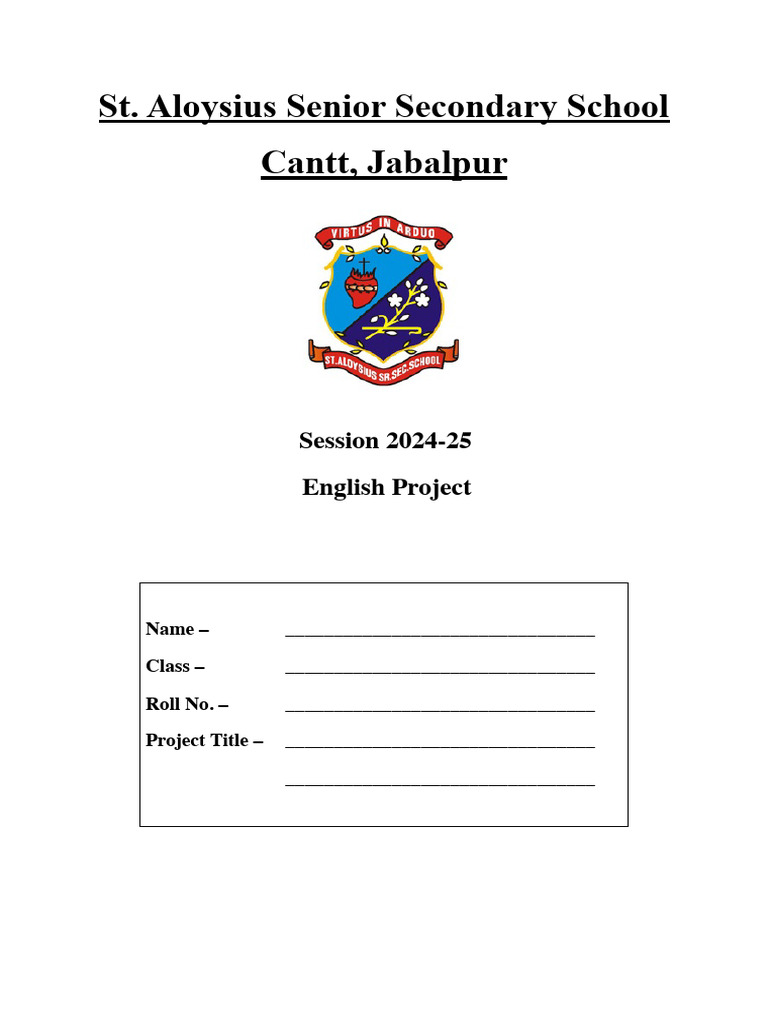 St. Aloysius School English Project 2024-25 | PDF