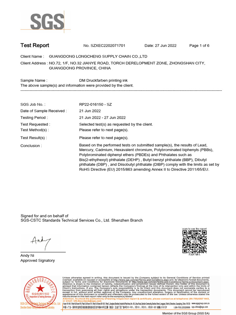 RoHS Compliance Test Results | PDF | Chemical Substances | Pollution