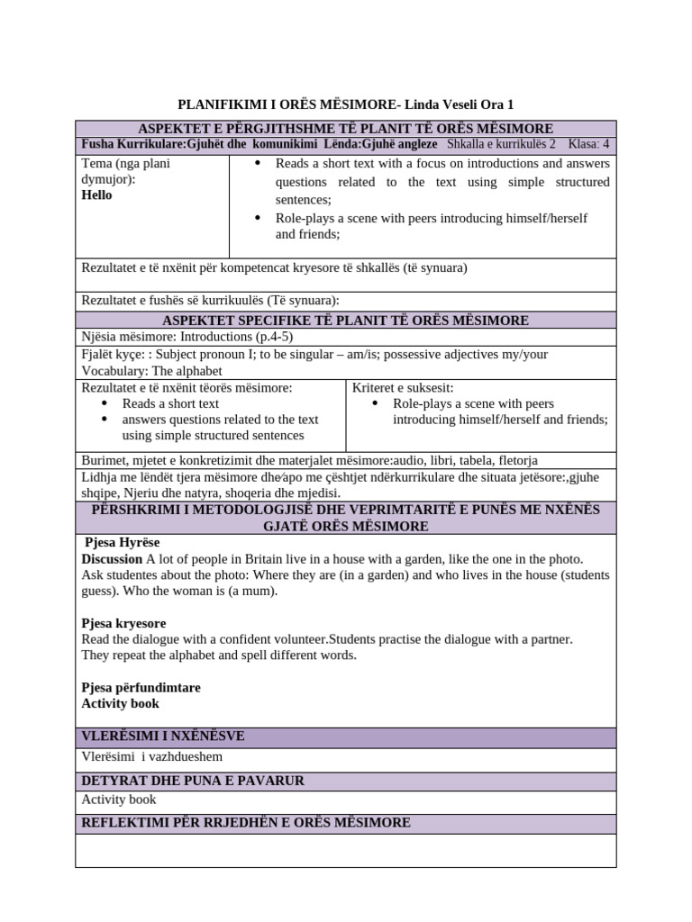 Plani Ditor KL 4 Linda | PDF