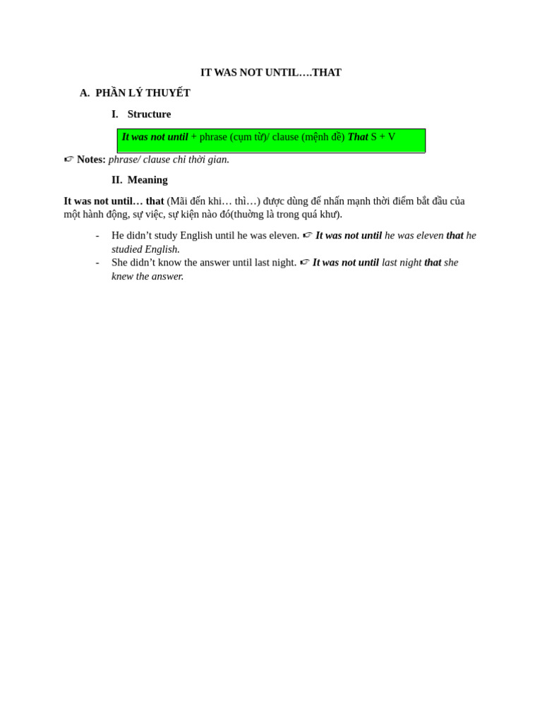 Understanding "It Was Not Until" Usage | PDF