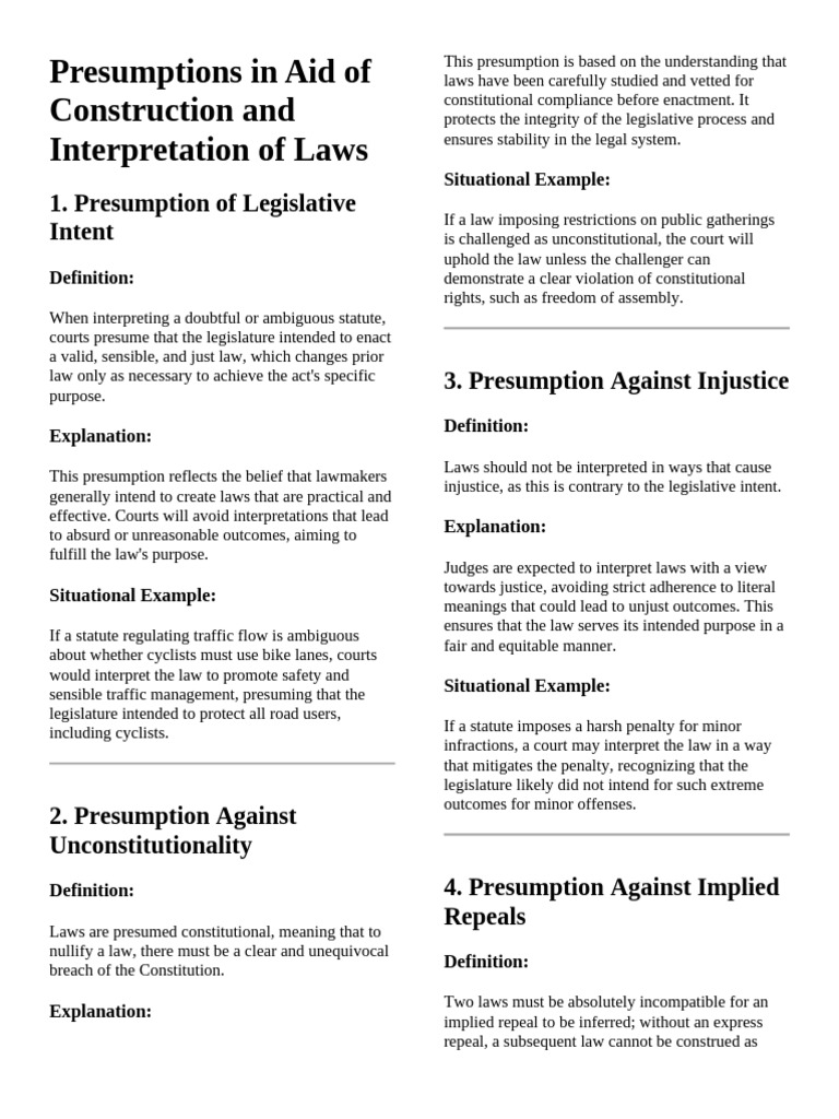 Presumptions in Legal Interpretation | PDF | International Law | Repeal