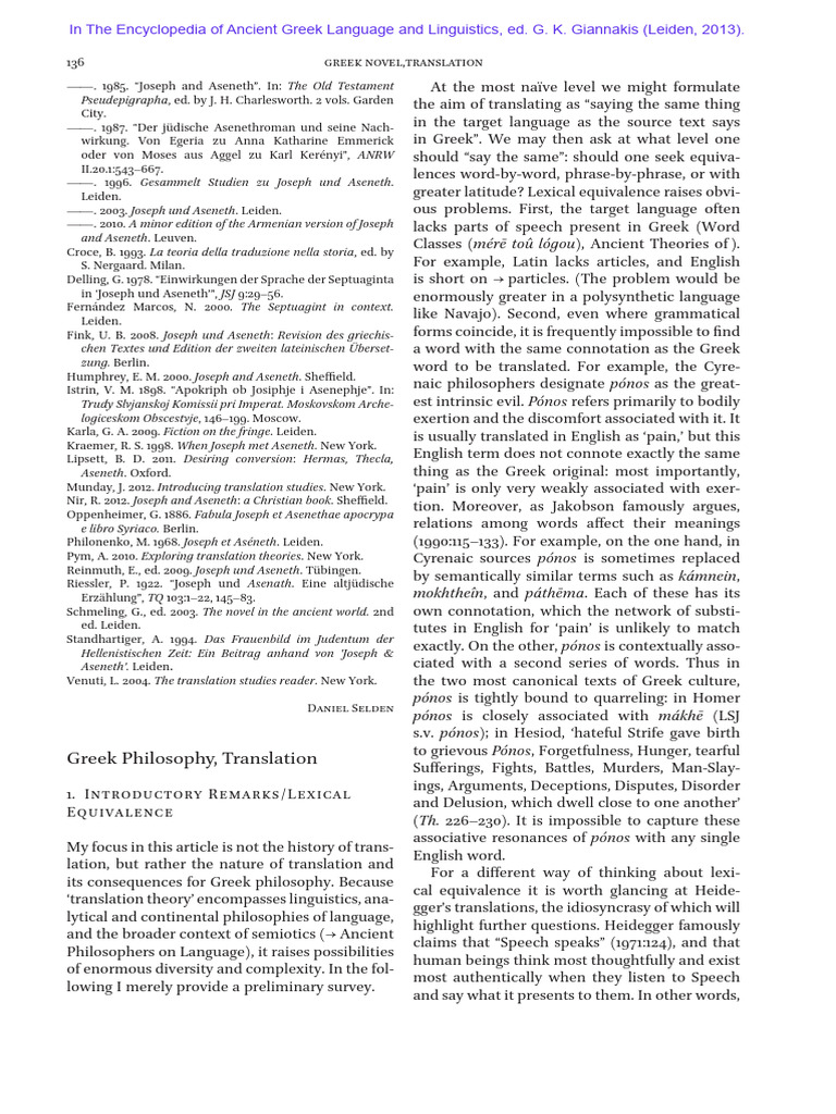 Greek Philosophy and Translation Issues | PDF | Linguistics