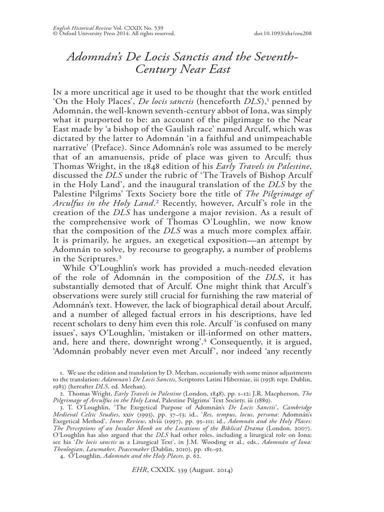 Adomnan Arculf Early Islamic Jerusalem A | PDF