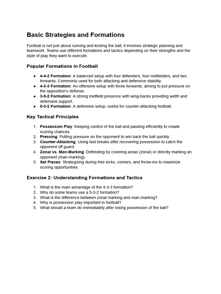 Basic Strategies and Formations | PDF