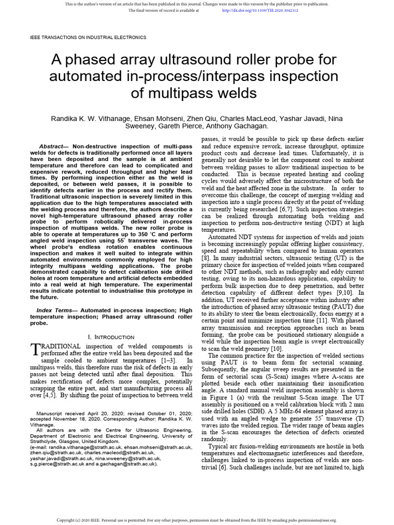 Microsoft Word PAUT Weld WP Final IEEE Trans On Industrial Electronics Oct 2020 | PDF | Welding ...