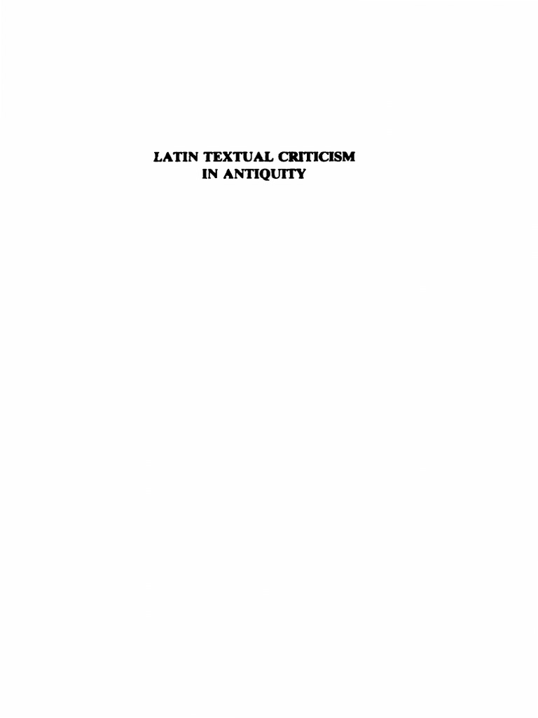 ZETZEL, James. Latin Textual Criticism in Antiquity | PDF | Textual ...
