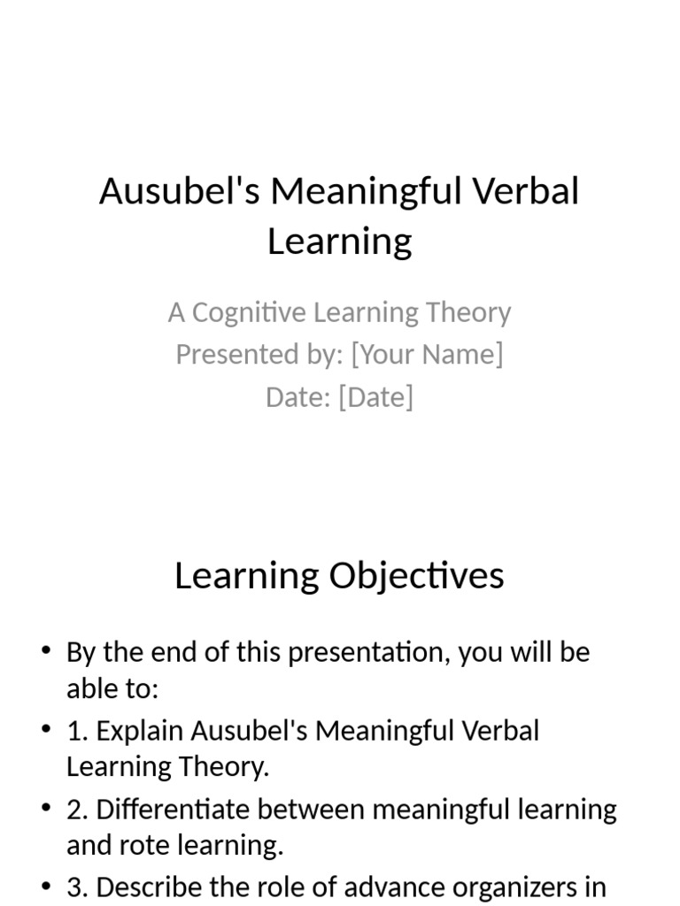 Ausubel Meaningful Learning | PDF | Learning | Behavioural Sciences