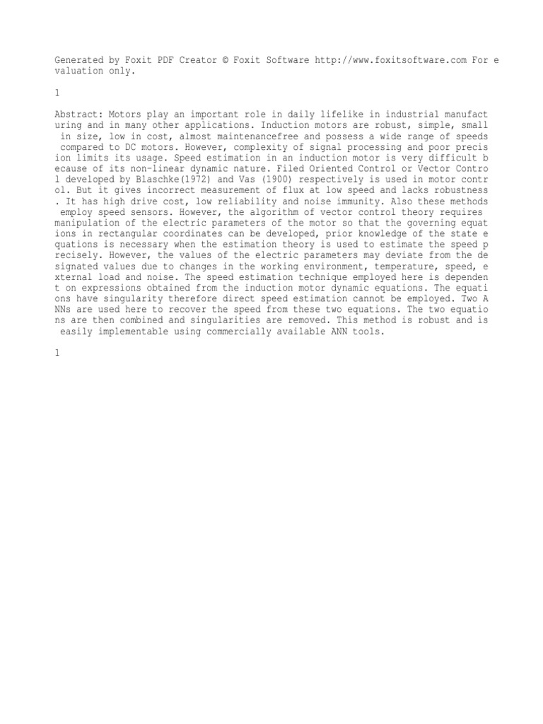 Of Induction Motor Using Artificial Neural Network And Implementation In Matlab Pdf