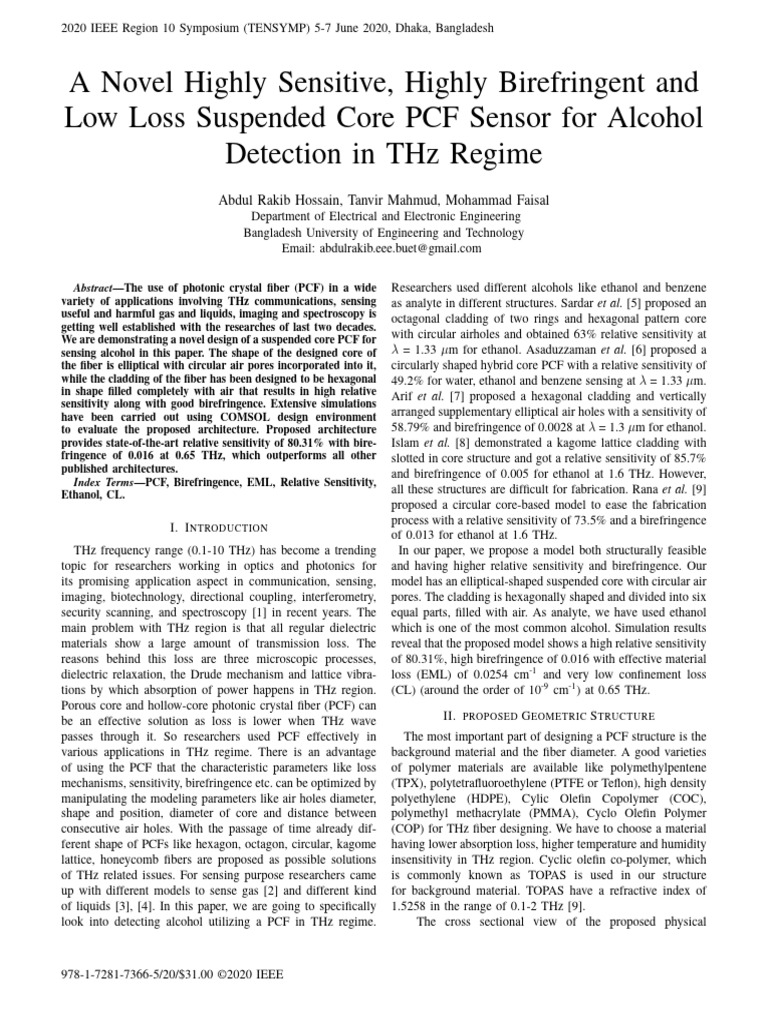 A Novel Highly Sensitive Highly Birefringent and Low Loss Suspended ...