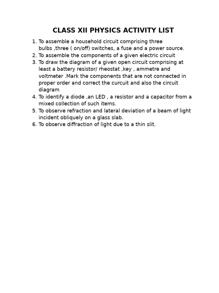 Phy Activity List | PDF