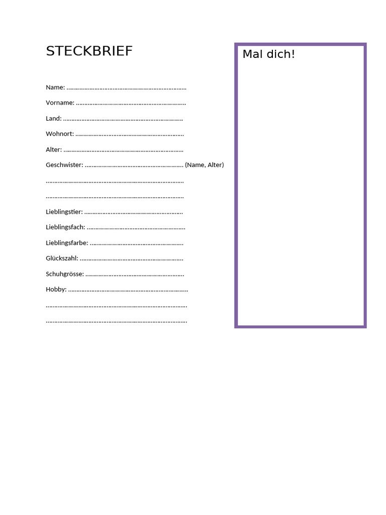 Steckbrief. Voorbeeld 3 | PDF
