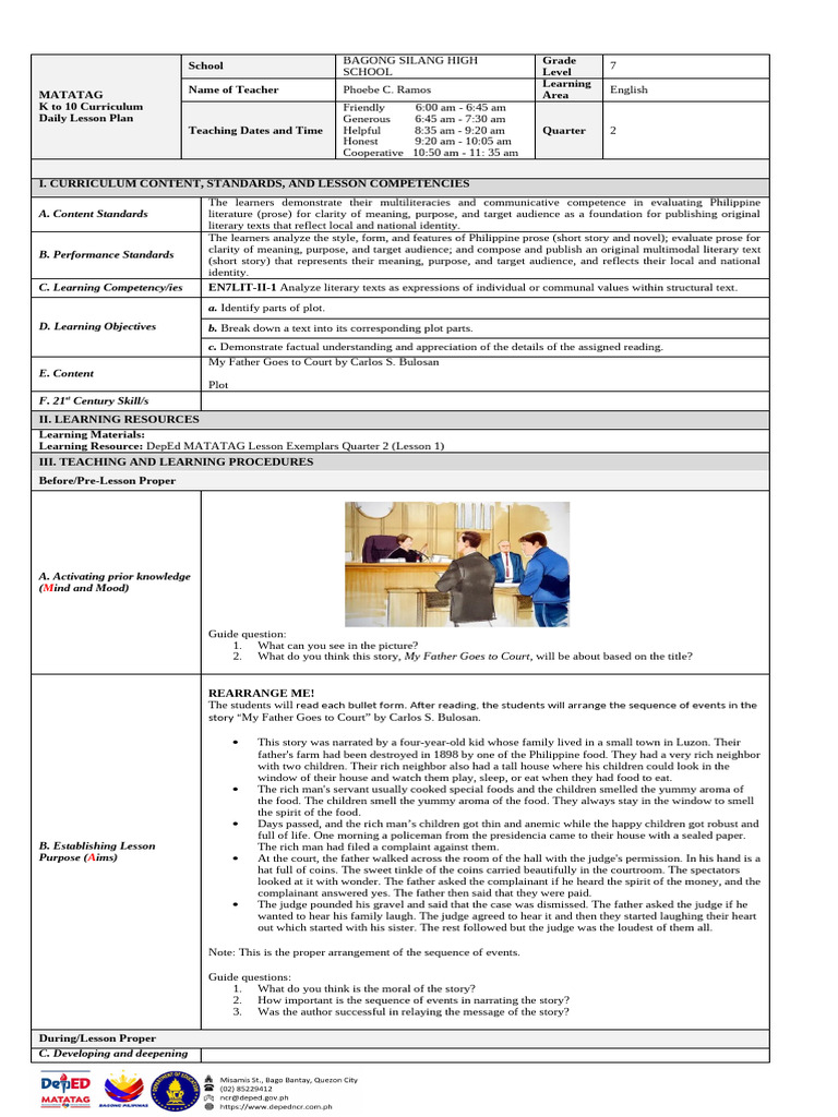 q2 Dlp Template | PDF | Plot (Narrative) | Learning